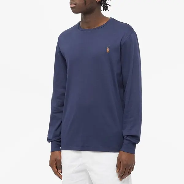 Polo Ralph Lauren Logo Embroidered Long-sleeved Top - Blue