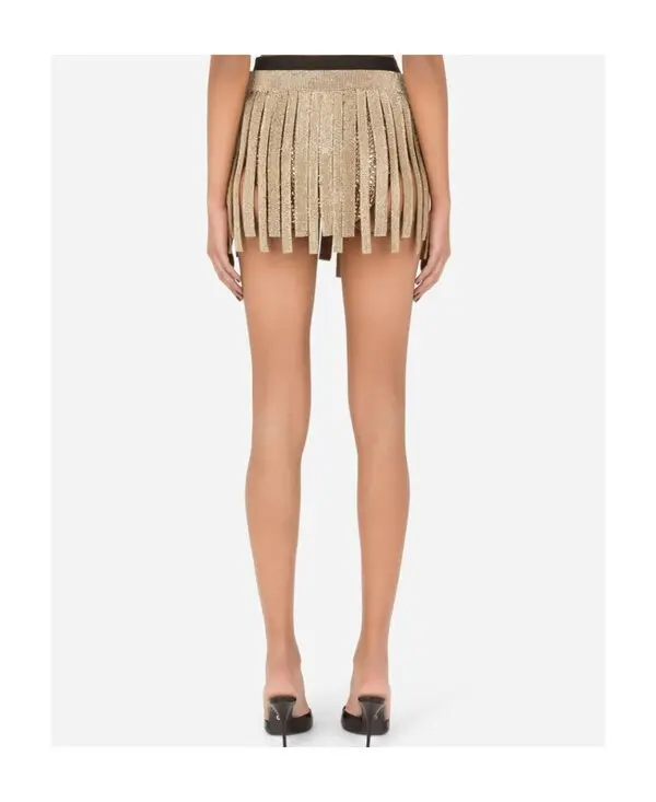 Dolce & Gabbana Crystal Embellished Fringed Mini Skirt