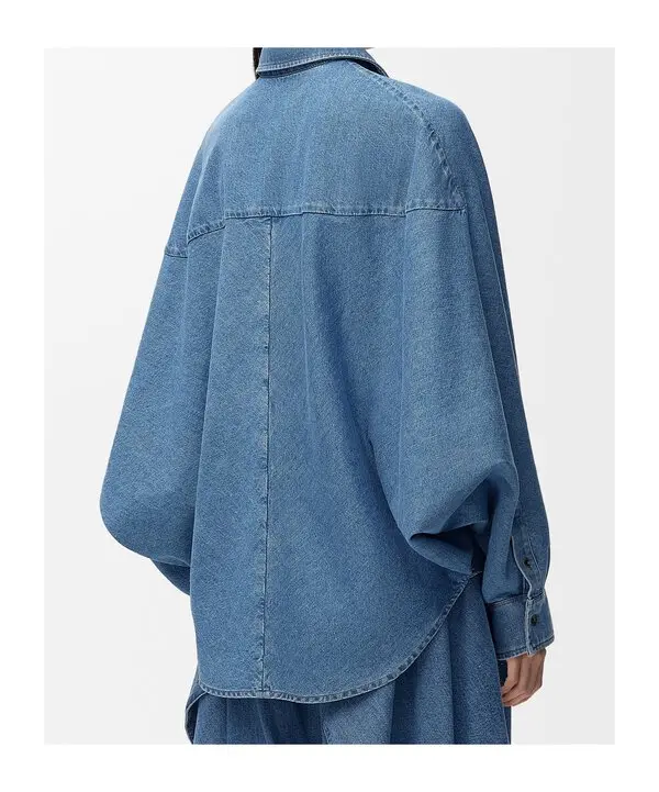 Loewe Relaxed Fit Embroidered Denim Shirt - Light Blue