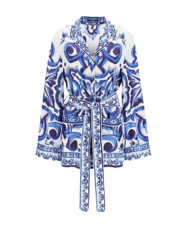 Dolce & Gabbana Majolica Print Silk Shirt - Blue