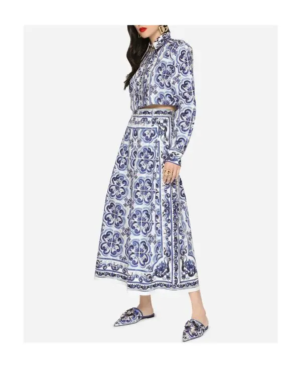 Dolce & Gabbana Majolica Print Cropped Culottes