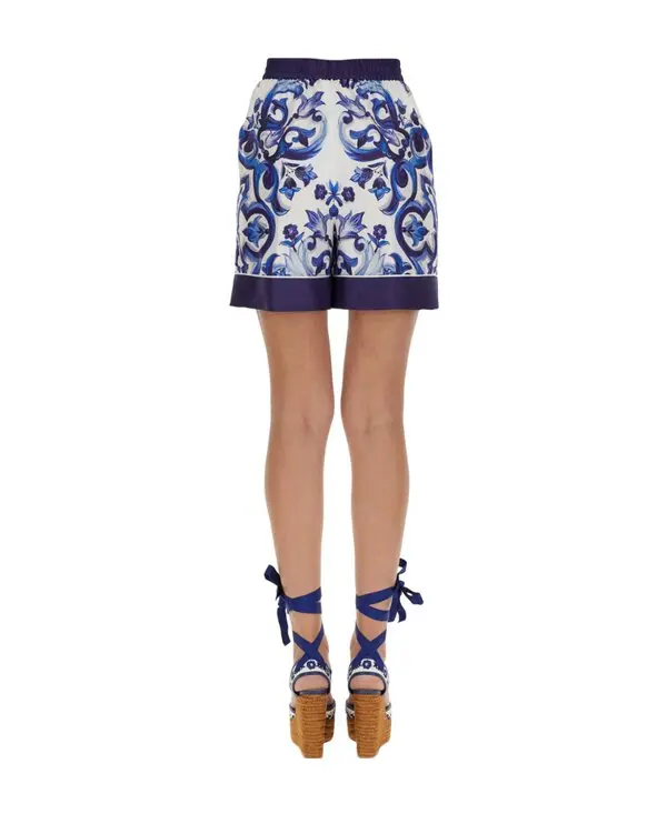 Dolce & Gabbana Majolica Printed Stretch Twill Pajama Shorts