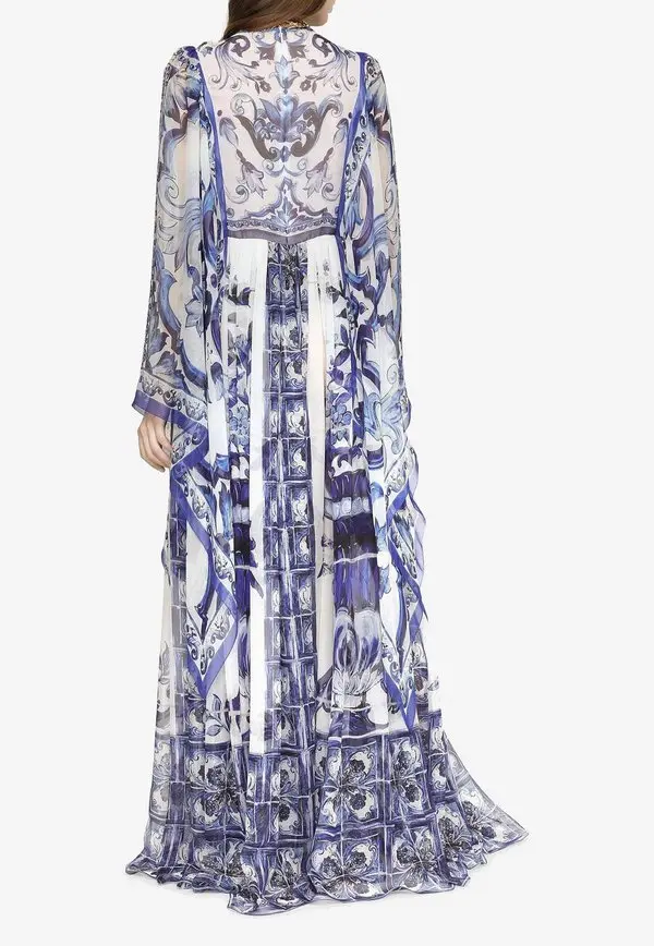 Dolce & Gabbana Majolica Print Floor Length Gown - Multicolor