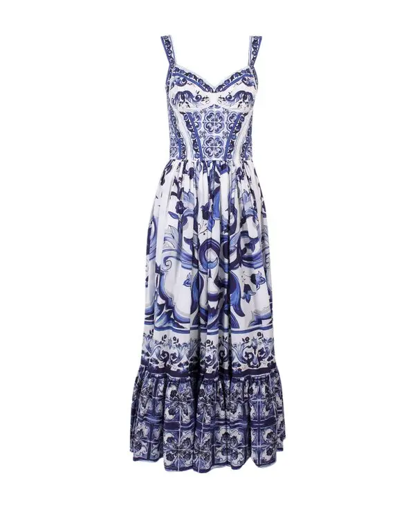 Dolce & Gabbana Majolica-print Bustier Maxi Dress