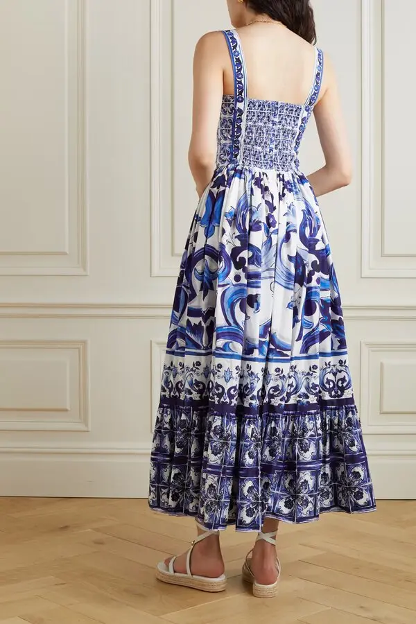 Dolce & Gabbana Majolica-print Bustier Maxi Dress