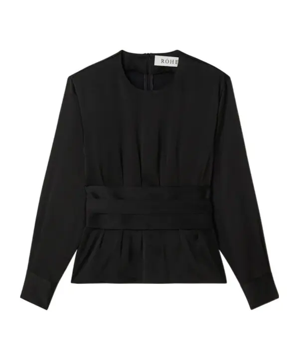 RÓHE Crew Neck Pleated Blouse