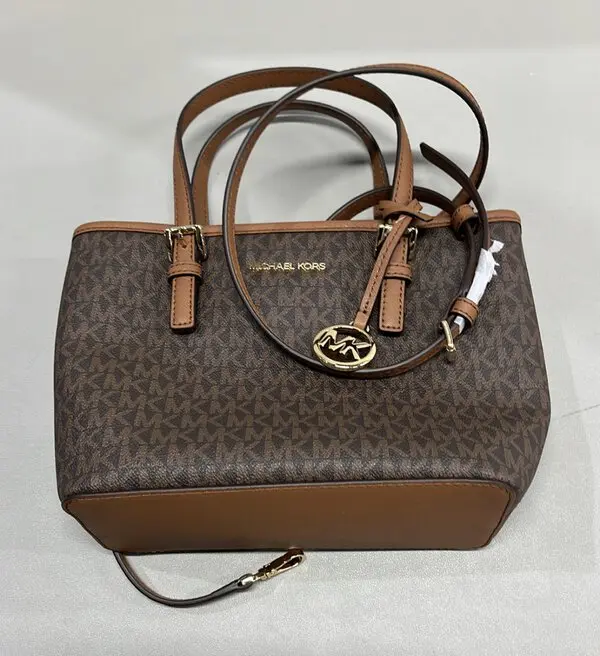 Michael Kors Jet Set Travel Logo Satchel Bag - Black