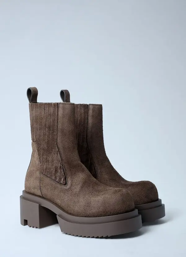 Rick Owens Round Toe Elasticated Block Heel Boots