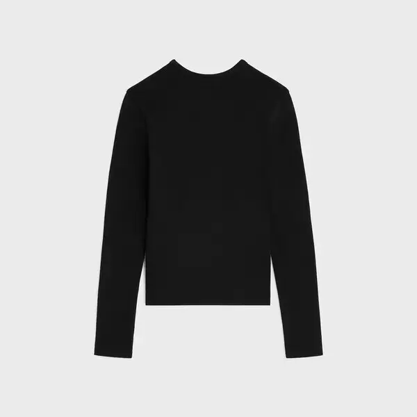 Celine Triomphe Long-sleeved T-shirt In Ribbed Cotton Jersey