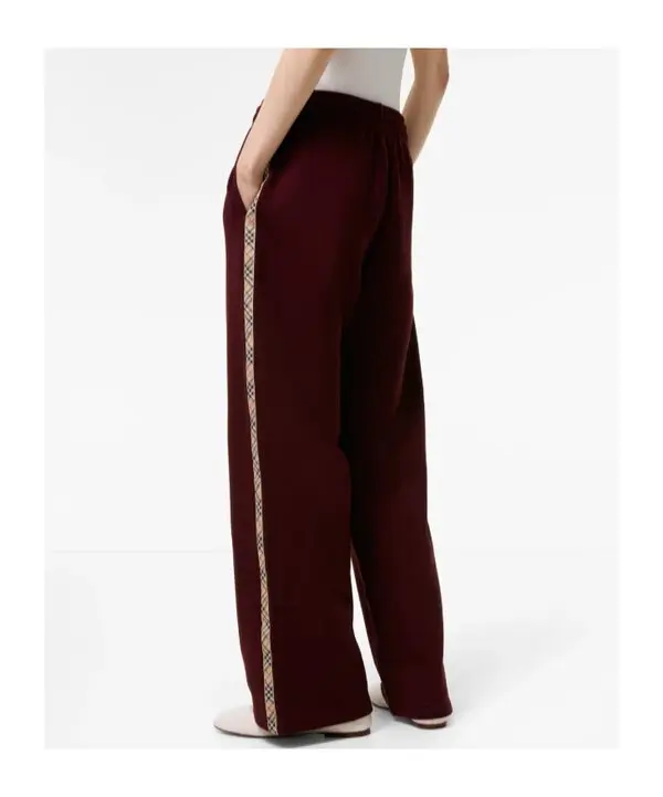 Burberry Checked-band Wide-leg Drawstring Pants
