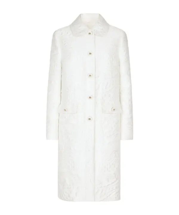 Dolce & Gabbana Floral-jacquard Belted Coat