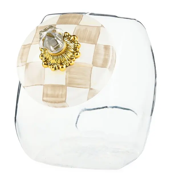 MACKENZIE-CHILDS Mocha Check Cookie Jar - Beige