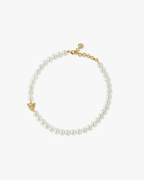 Casablanca Gold & White Lotus Pearl Necklace - Multicolor