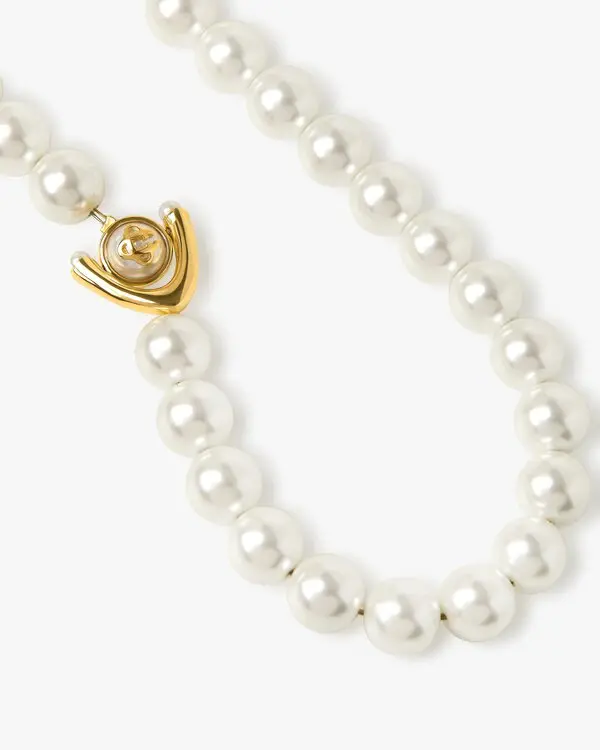Casablanca Gold & White Lotus Pearl Necklace