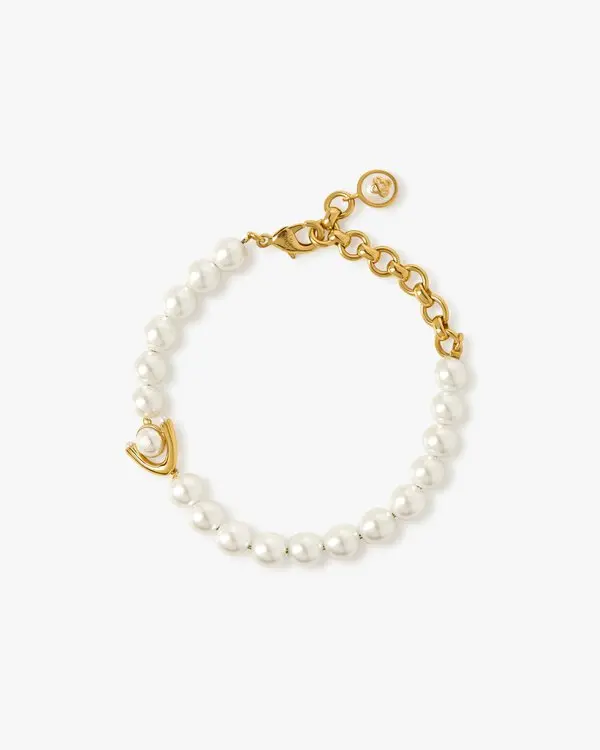 Casablanca Gold & White Lotus Pearl Bracelet By - Multicolor