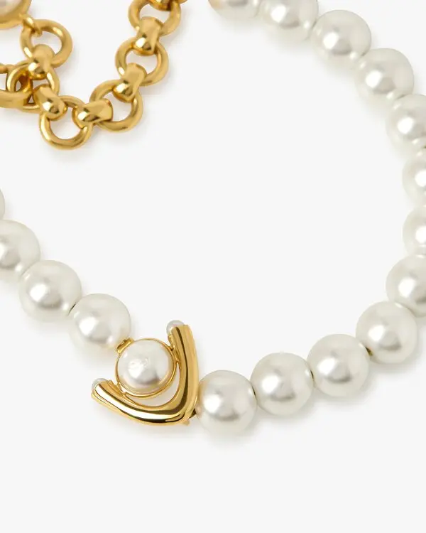 Casablanca Gold & White Lotus Pearl Bracelet