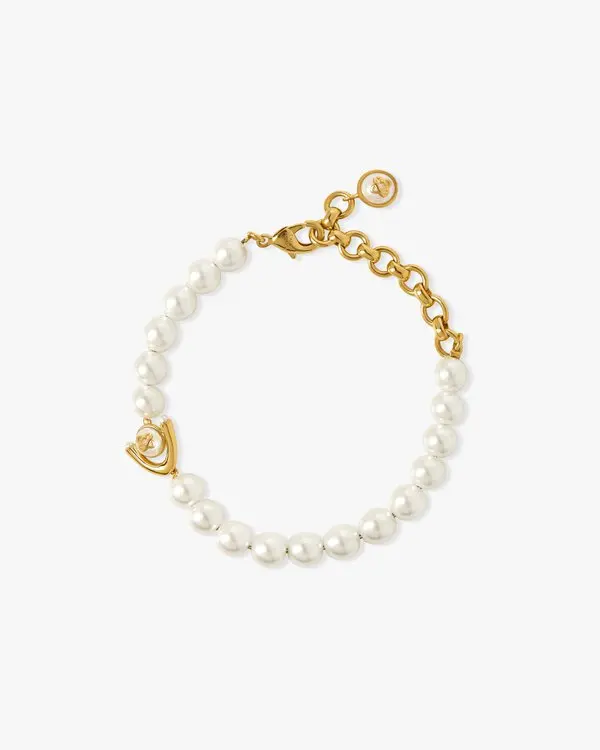 Casablanca Gold & White Lotus Pearl Bracelet - Multicolor
