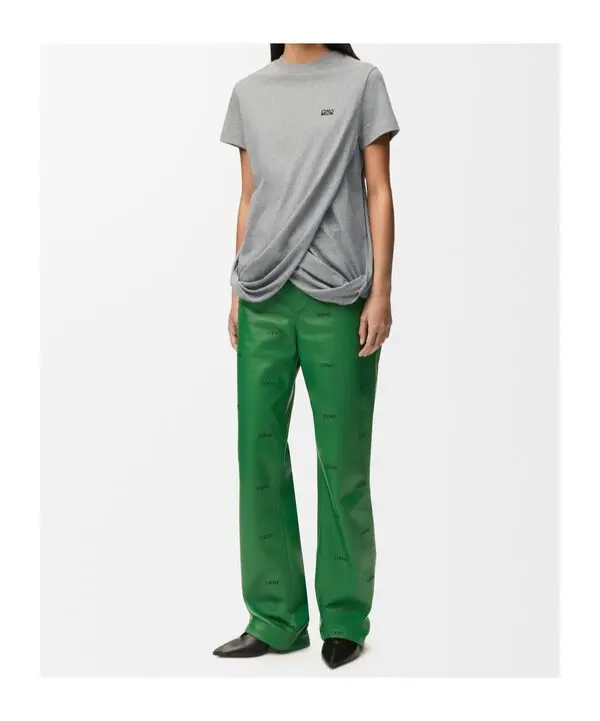 Loewe Logo Embroidered Draped T-shirt - Grey