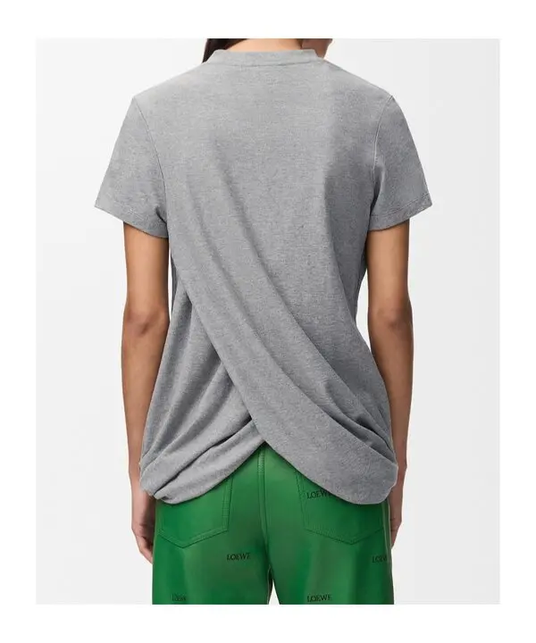 Loewe Logo Embroidered Draped T-shirt - Grey