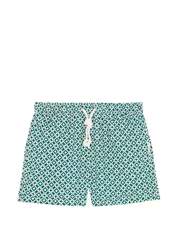 GASSA D AMANTE Taormina Geometric-print Swim Shorts - Green