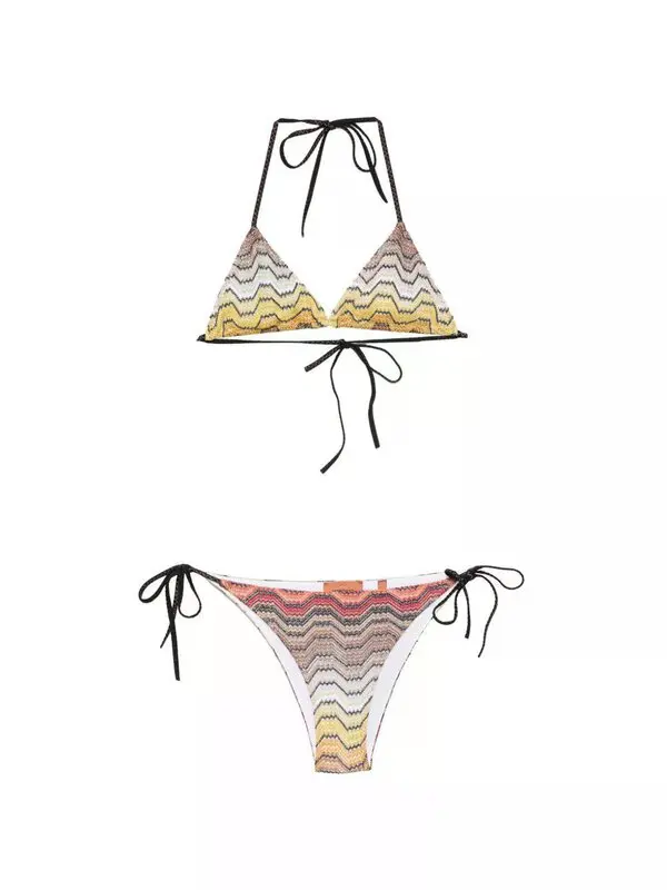 Missoni Zigzag-knit Triangle Bikini - Neutrals