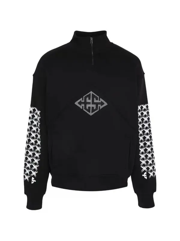 EXIT SOCIETY Monogram X-logo Detail Half-zip Sweatshirt