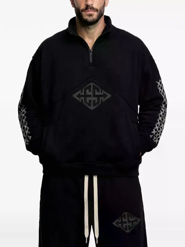 EXIT SOCIETY Monogram X-logo Detail Half-zip Sweatshirt
