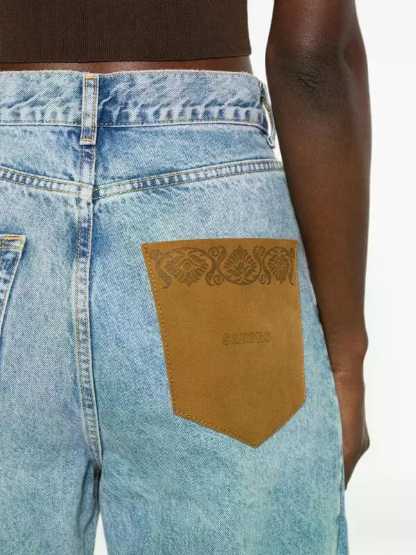 Sandro Leather-patch Jeans