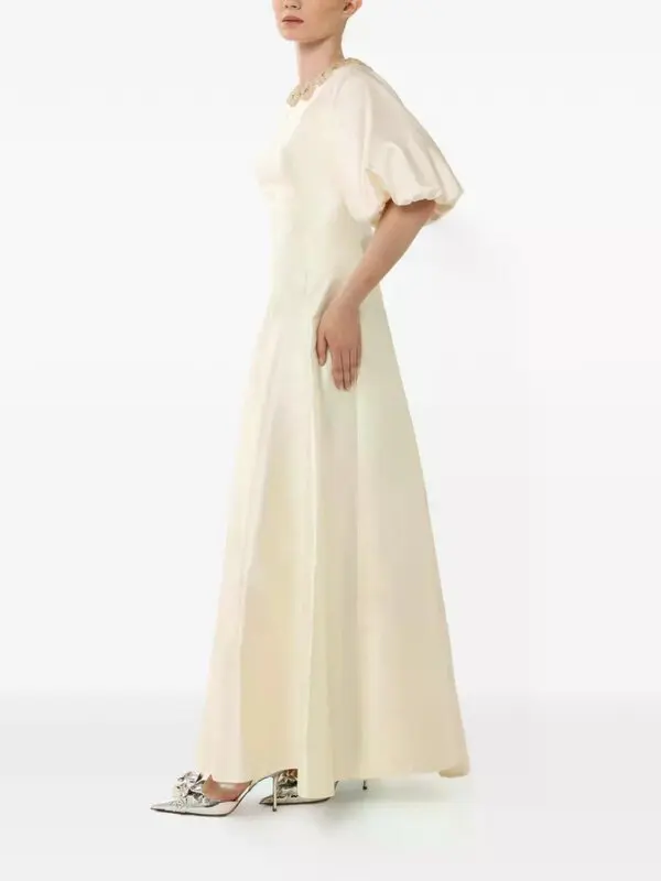 BARUNI Jawher Embellished Puff-sleeve Maxi Gown - Neutrals