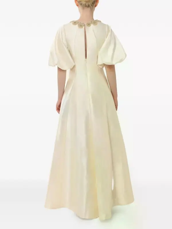 BARUNI Jawher Embellished Puff-sleeve Maxi Gown - Neutrals