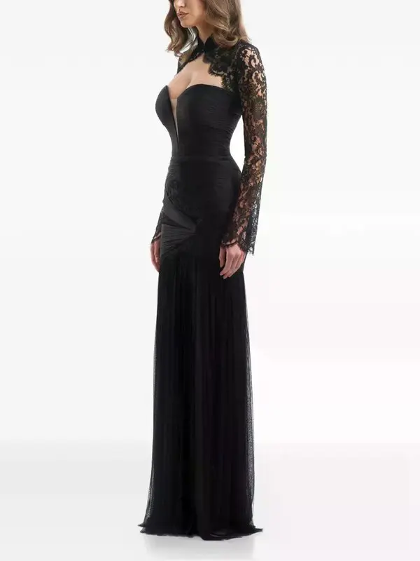 IMROSKA Lace-panelled Ruched Maxi Dress
