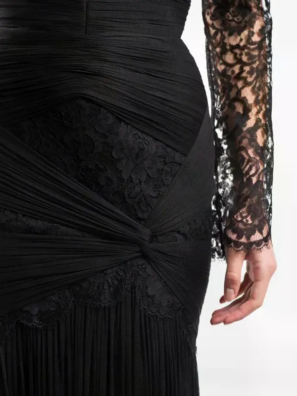 IMROSKA Lace-panelled Ruched Maxi Dress