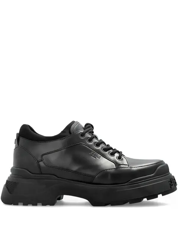 Fendi Logo-embossed Leather Derby Shoes