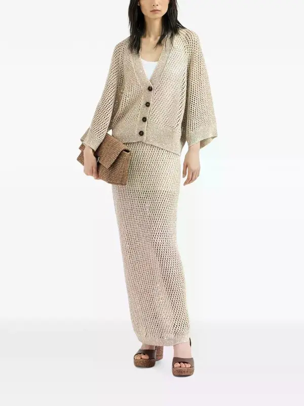Brunello Cucinelli Dazzling Texture Net Knit Skirt