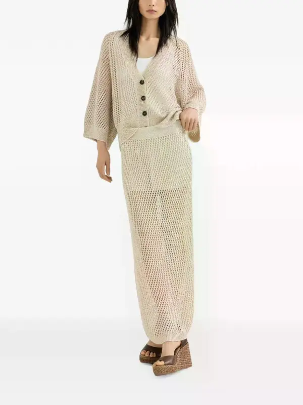 Brunello Cucinelli Dazzling Texture Net Knit Skirt