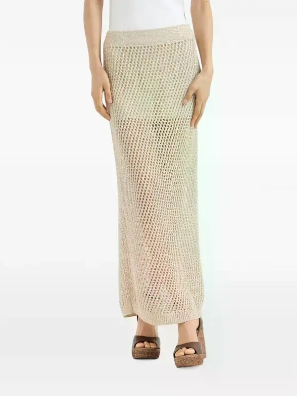Brunello Cucinelli Dazzling Texture Net Knit Skirt