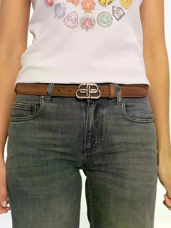 Balenciaga Logo Buckle Leather Belt