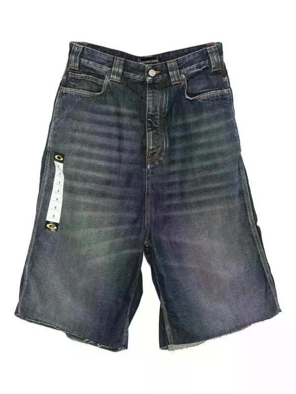 Balenciaga Frayed Hem Denim Shorts