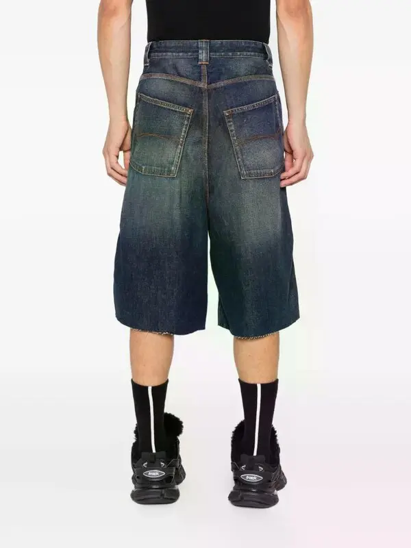 Balenciaga Frayed Hem Denim Shorts
