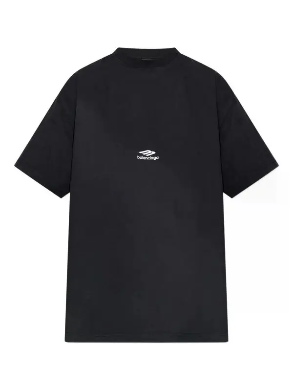 Balenciaga Logo-embroidered T-shirt - Black