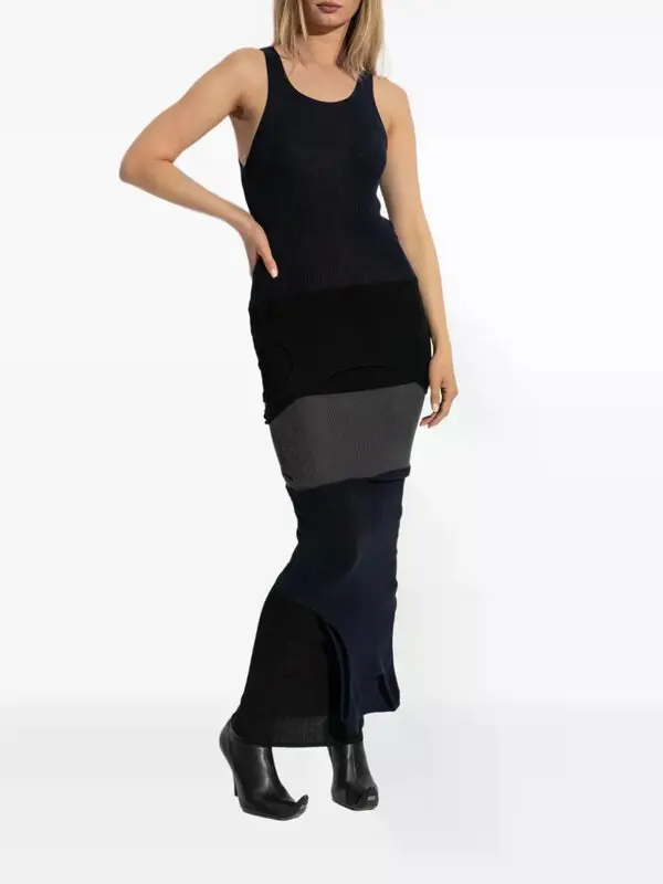 Balenciaga Ribbed Layered Cut-out Maxi Dress