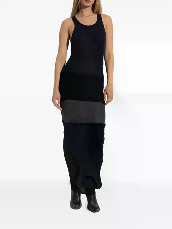 Balenciaga Ribbed Layered Cut-out Maxi Dress