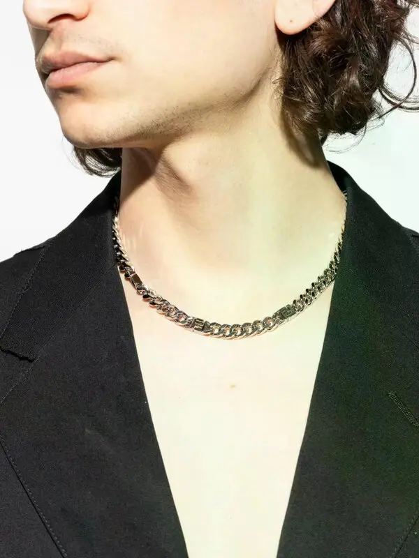 Fendi Grey Curb Chain Necklace - Silver