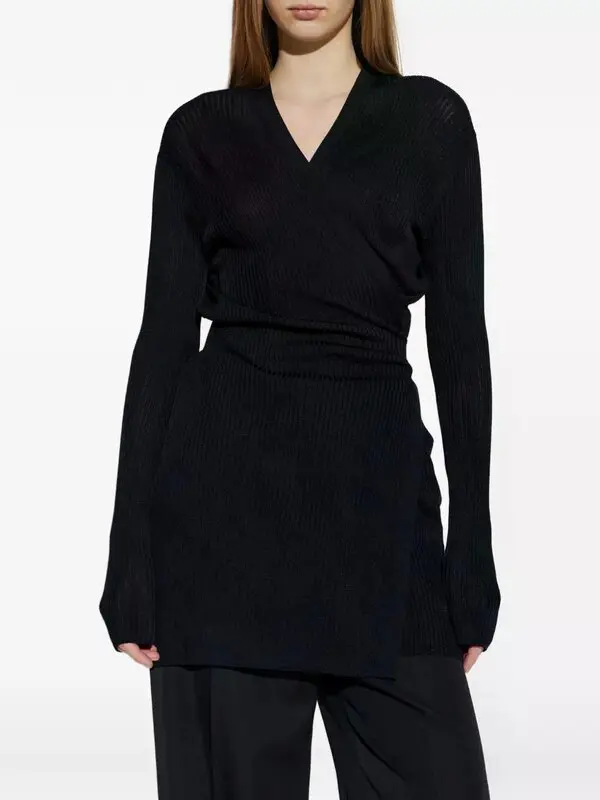 Balenciaga Ribbed-knit Wrap-tie Cardigan