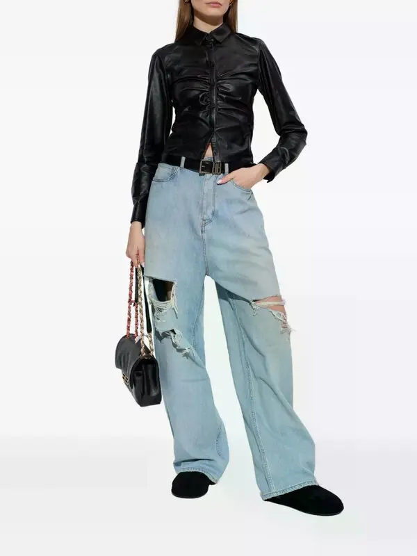 Balenciaga Ruched Leather Shirt