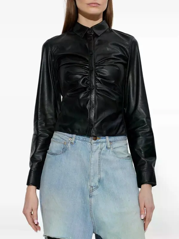 Balenciaga Ruched Leather Shirt