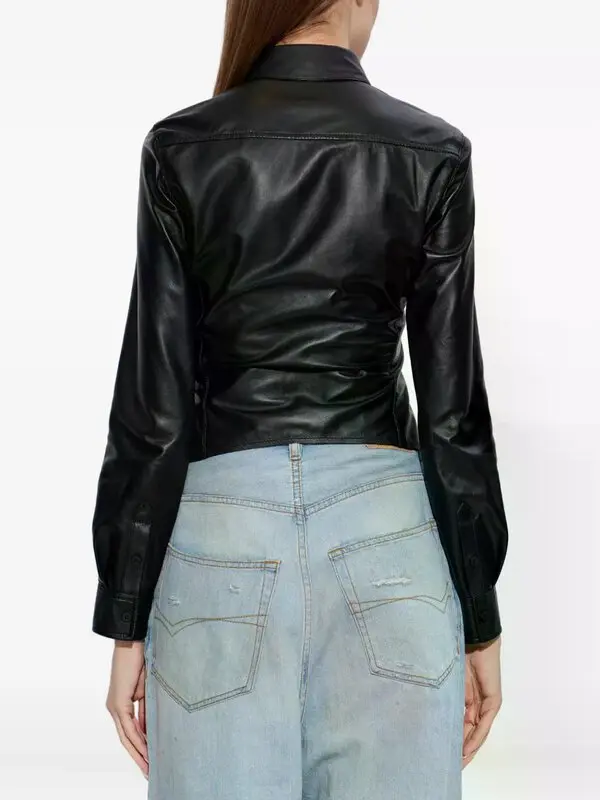 Balenciaga Ruched Leather Shirt