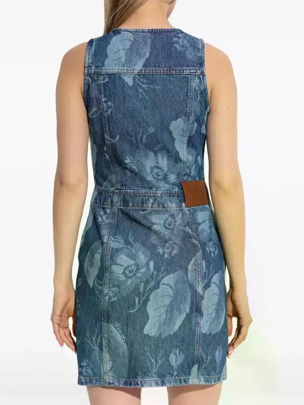 Fendi Floral-print Sleeveless Denim Dress