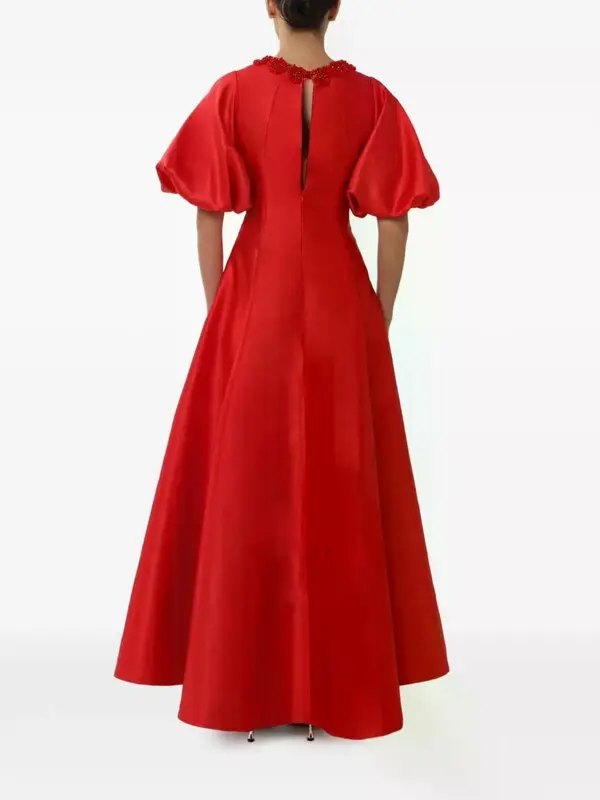 BARUNI Jawher Bead-embellished Puff-sleeve Maxi Gown - Red