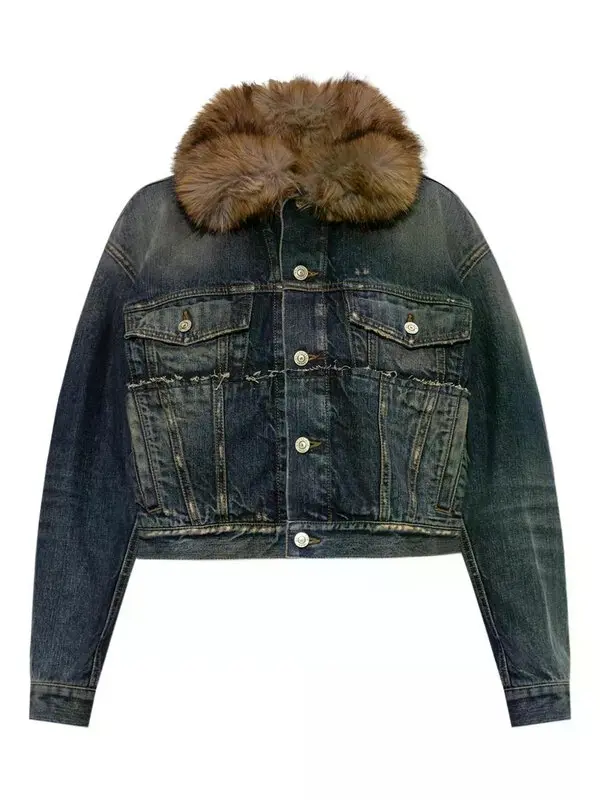 Balenciaga Faux-fur Collar Denim Jacket